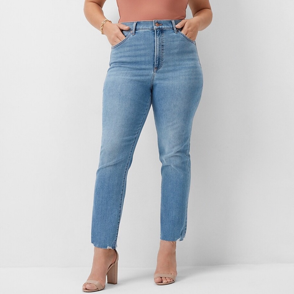 Express Jeans- Slim- Super High Rise- Soft- Raw Hem- … - Gem